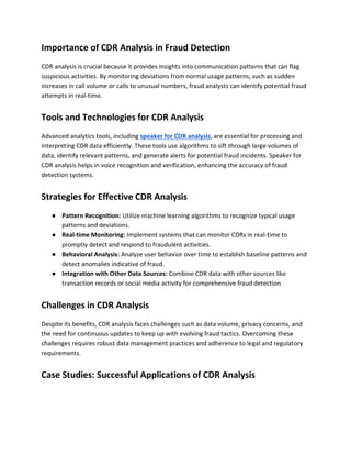 From Signals to Solutions: Effective Strategies for CDR Analysis in Fraud Detection | PDF