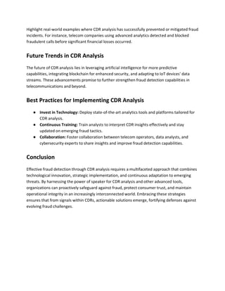 From Signals to Solutions: Effective Strategies for CDR Analysis in Fraud Detection | PDF