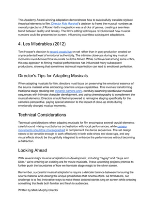 From Stage to Screen - The Evolution of Musical Theatre Adaptations | PDF