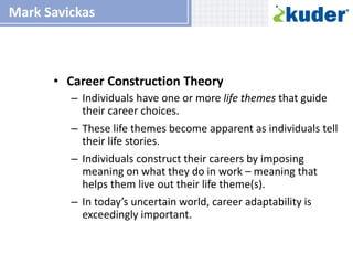 From Super to Savickas: A Review of Career Theory & its Application (Dr ...