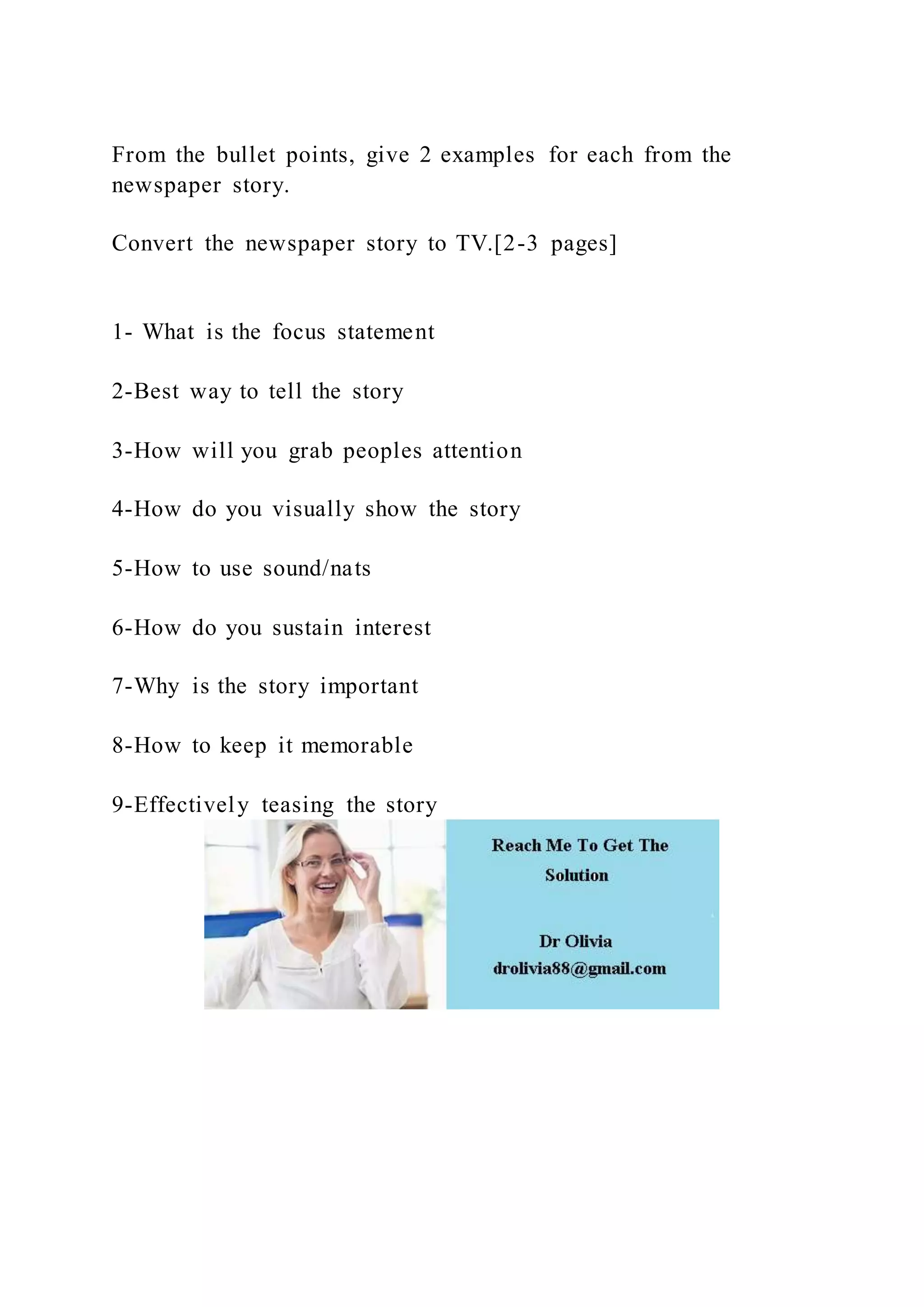 From the bullet points, give 2 examples for each from the newspaper | PDF