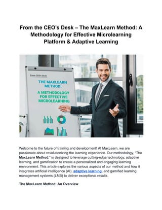 From the CEO’s Desk – The MaxLearn Method_ A Methodology for Effective Microlearning Platform ...