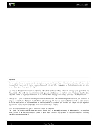 ETX Capital -From The Floor is a daily briefing and global market report to keep you informed as ...