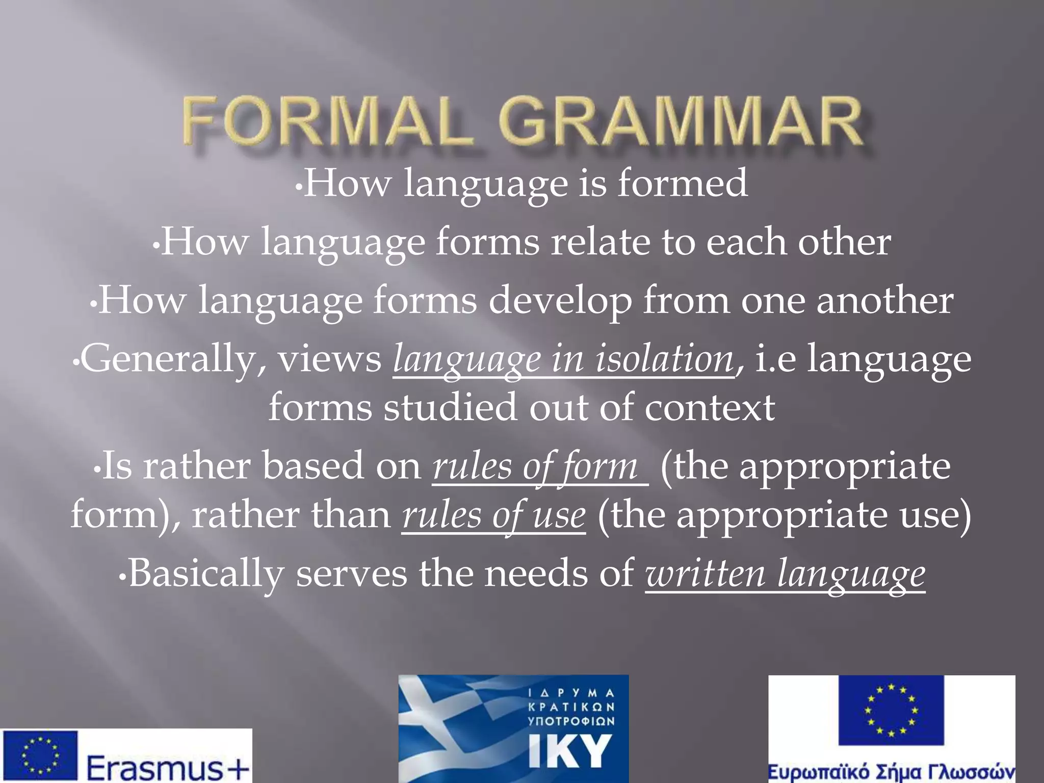 From The Formal Grammar To The Functional Grammar Ppt