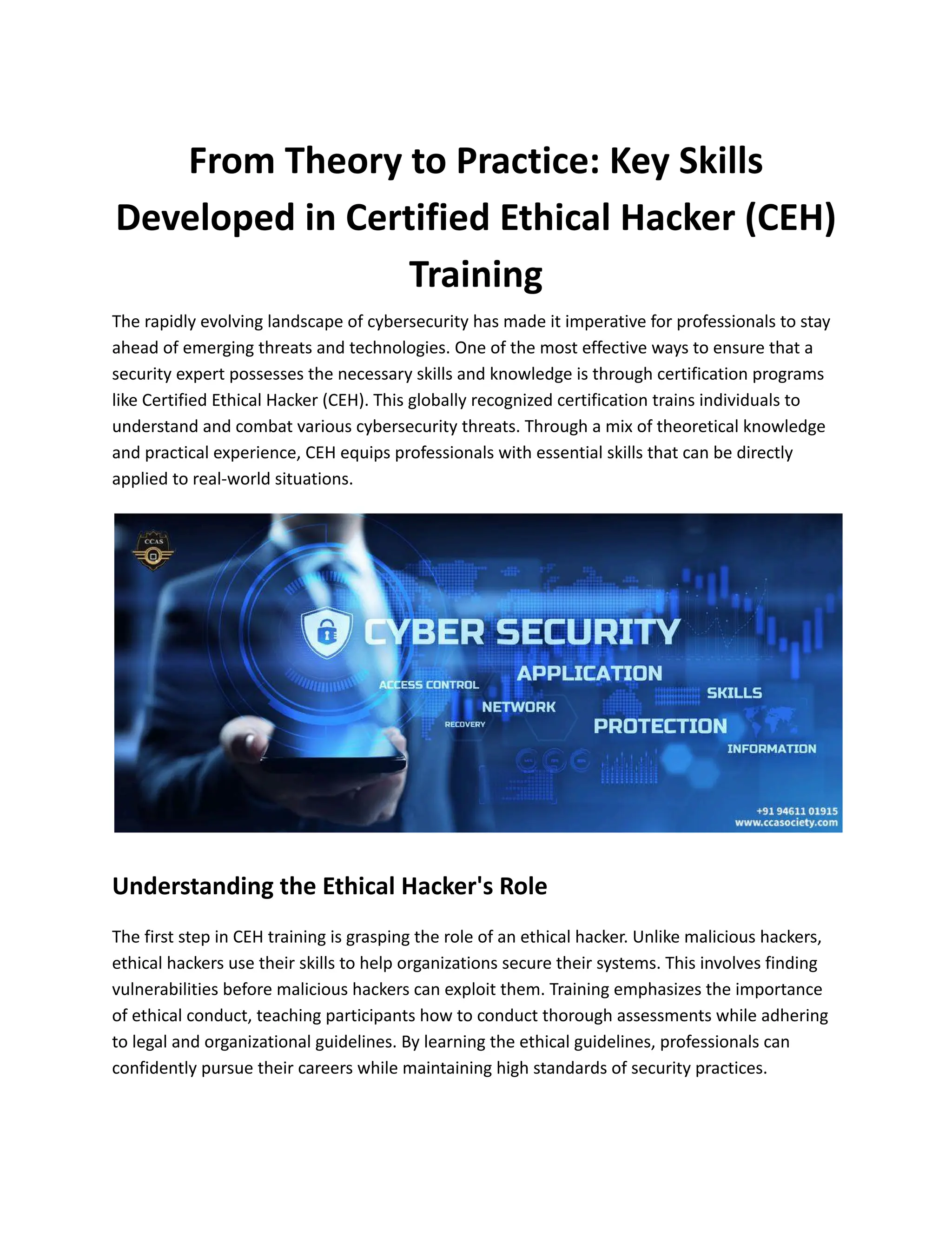 From Theory to Practice: Key Skills Developed in Certified Ethical Hacker (CEH) Training | PDF
