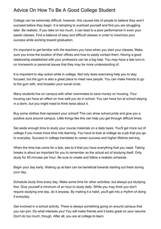 Advice On How To Be A Good College Student | PDF