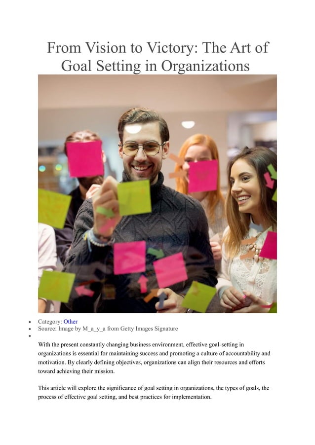 From Vision to Victory: Goal Setting in Organizations | Mr. Business ...