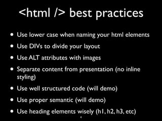 Front end-design and best practices | KEY | Web Development | Internet