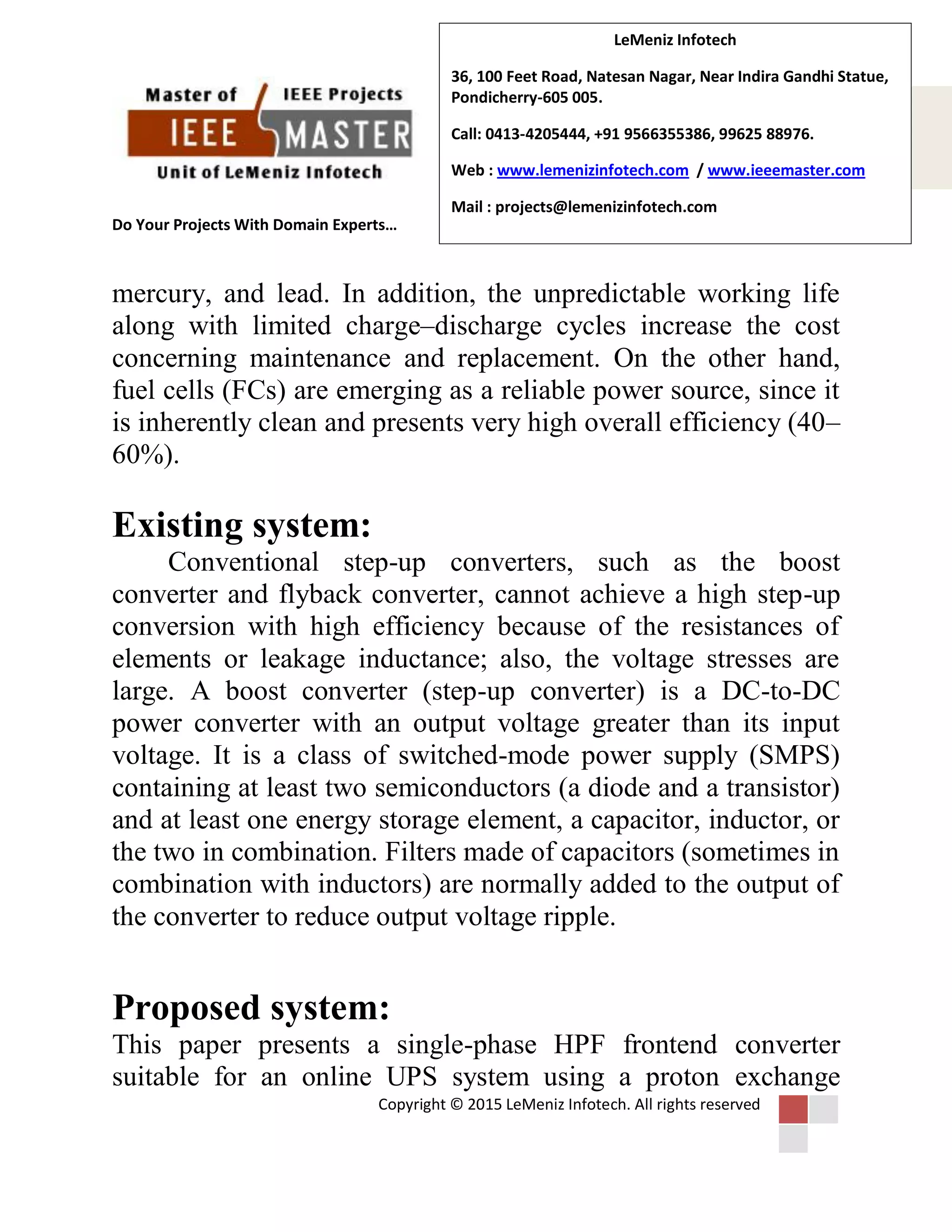 Front end converter with integrated pfc and dc–dc functions for a fuel ...