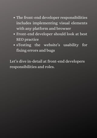 Front end developer responsibilities what does a front-end developer do ...