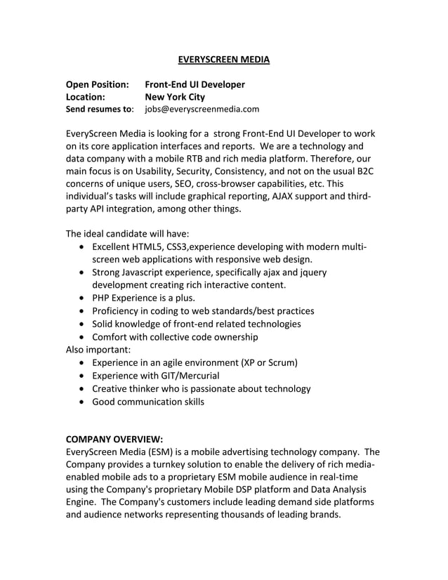 Front-end UI Developer | DOCX