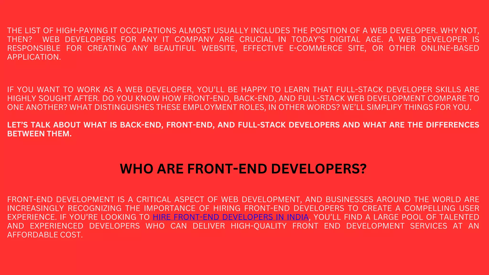 Front-end vs Back-end vs Full-stack Developers – Understand the ...