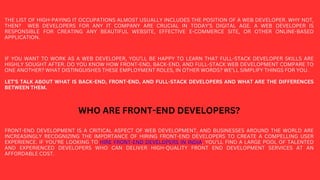 Front-end vs Back-end vs Full-stack Developers – Understand the ...