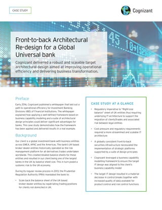 Front-to-back Architectural Re-design for a Global Universal Bank | PDF