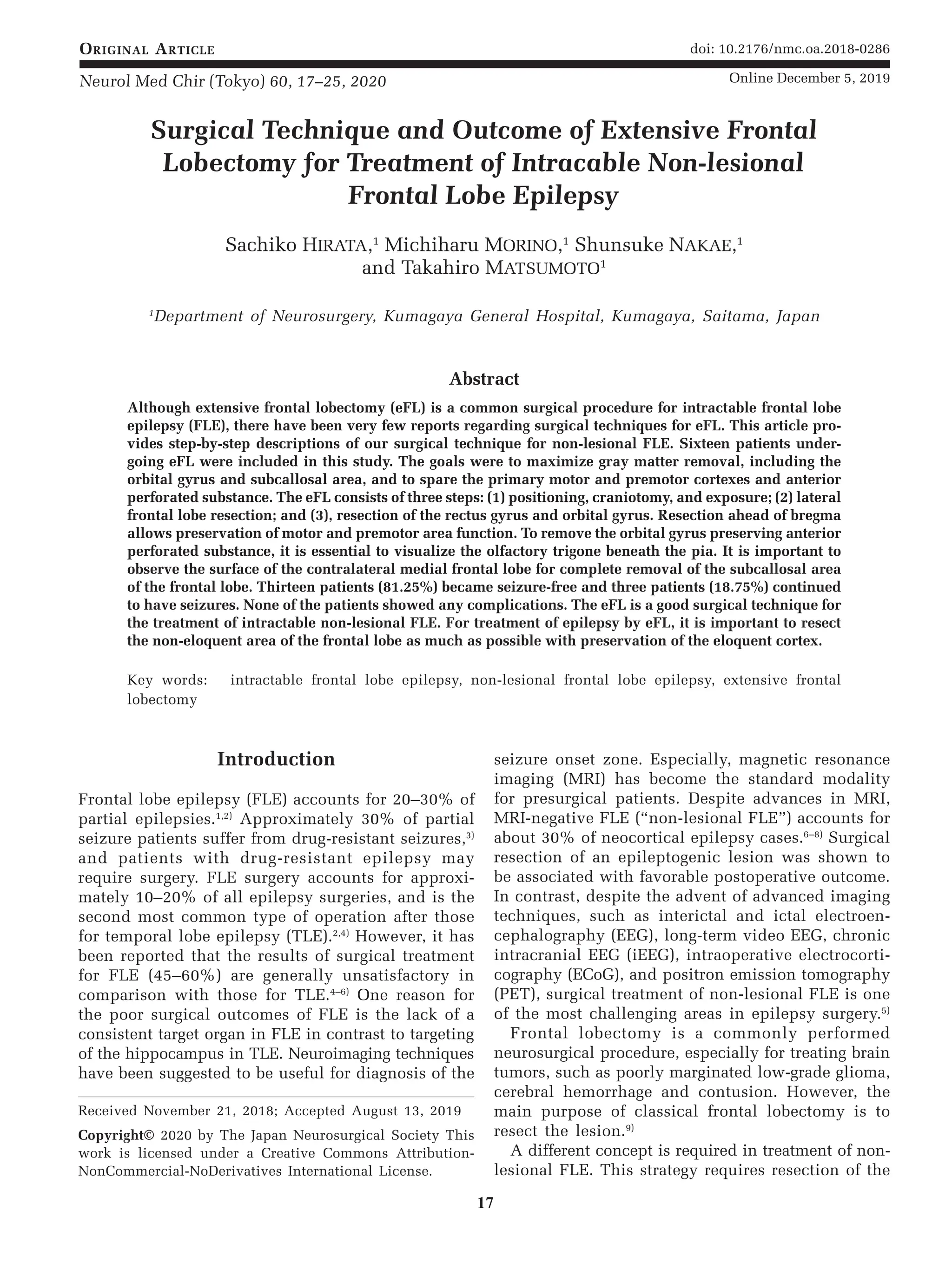 frontal lobectomy.pdf 11 surgical details | PDF