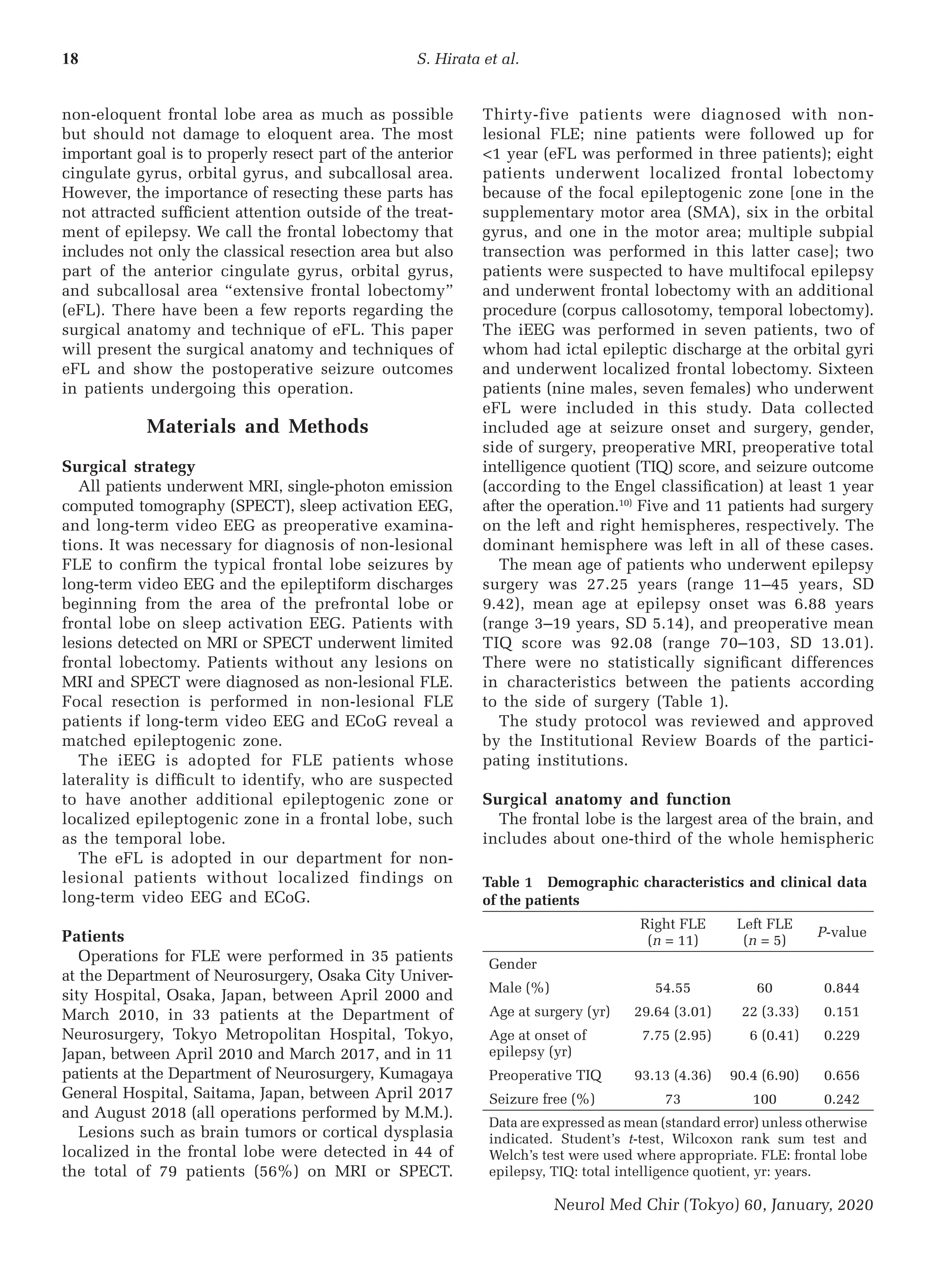 frontal lobectomy.pdf 11 surgical details | PDF