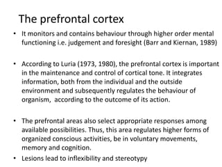 Frontal lobe functions and assessmeny 20th july 2013 | PPTX