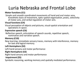 Frontal lobe functions and assessmeny 20th july 2013 | PPT