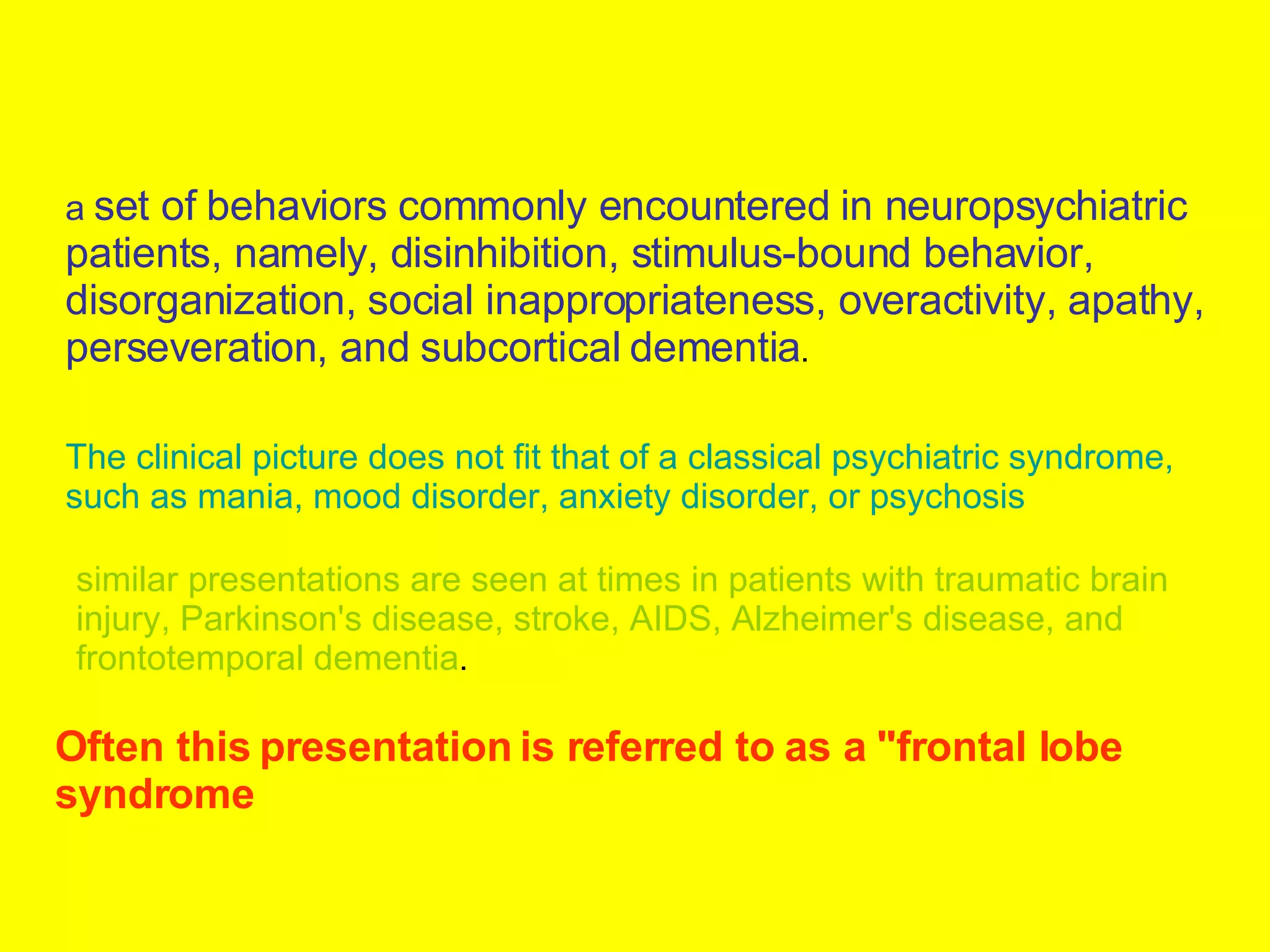 Frontal Lobe Syndrome | PPT