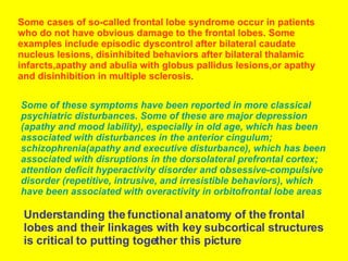 Frontal Lobe Syndrome | PPT | Mental Health | Diseases and Conditions