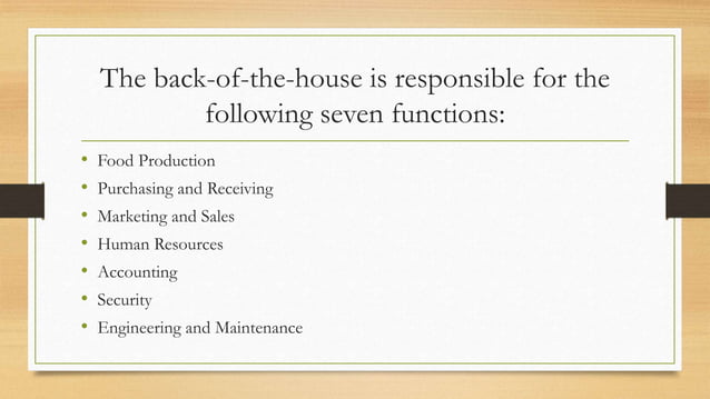 FRONT AND BACK OF THE HOUSE.pptx | Dining Out | Food & Drink