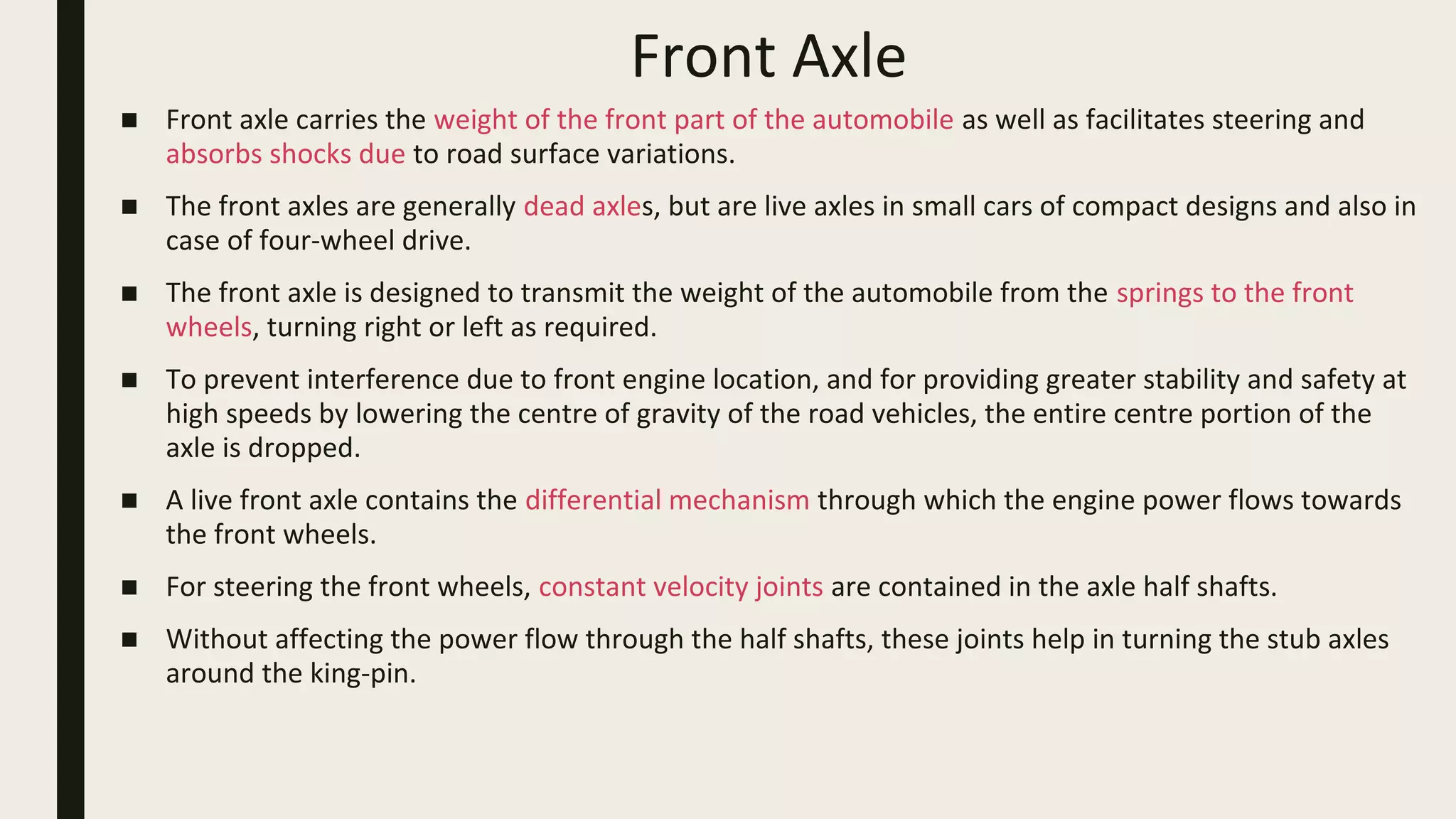 Front axle and steering system | PPT