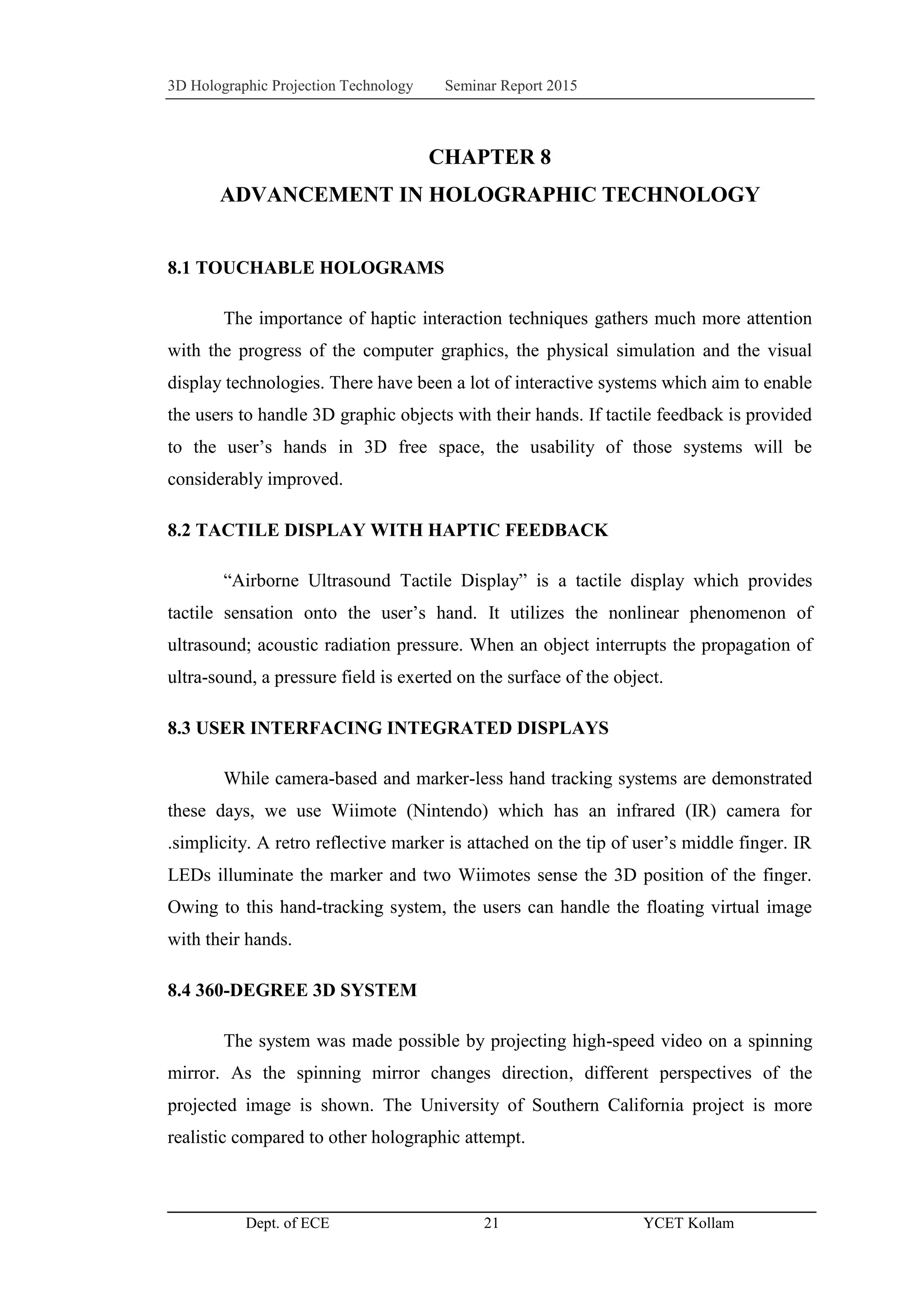 3D Holographic Projection Technology | PDF