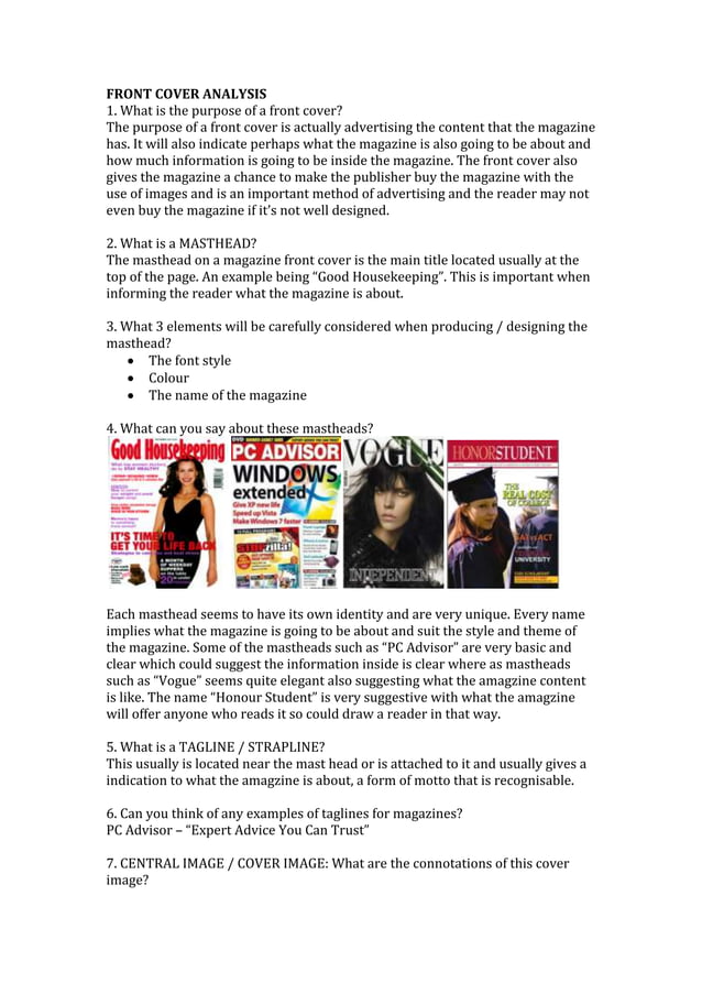 Front Cover Analysis | DOCX