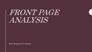Front Cover Analysis | PPT