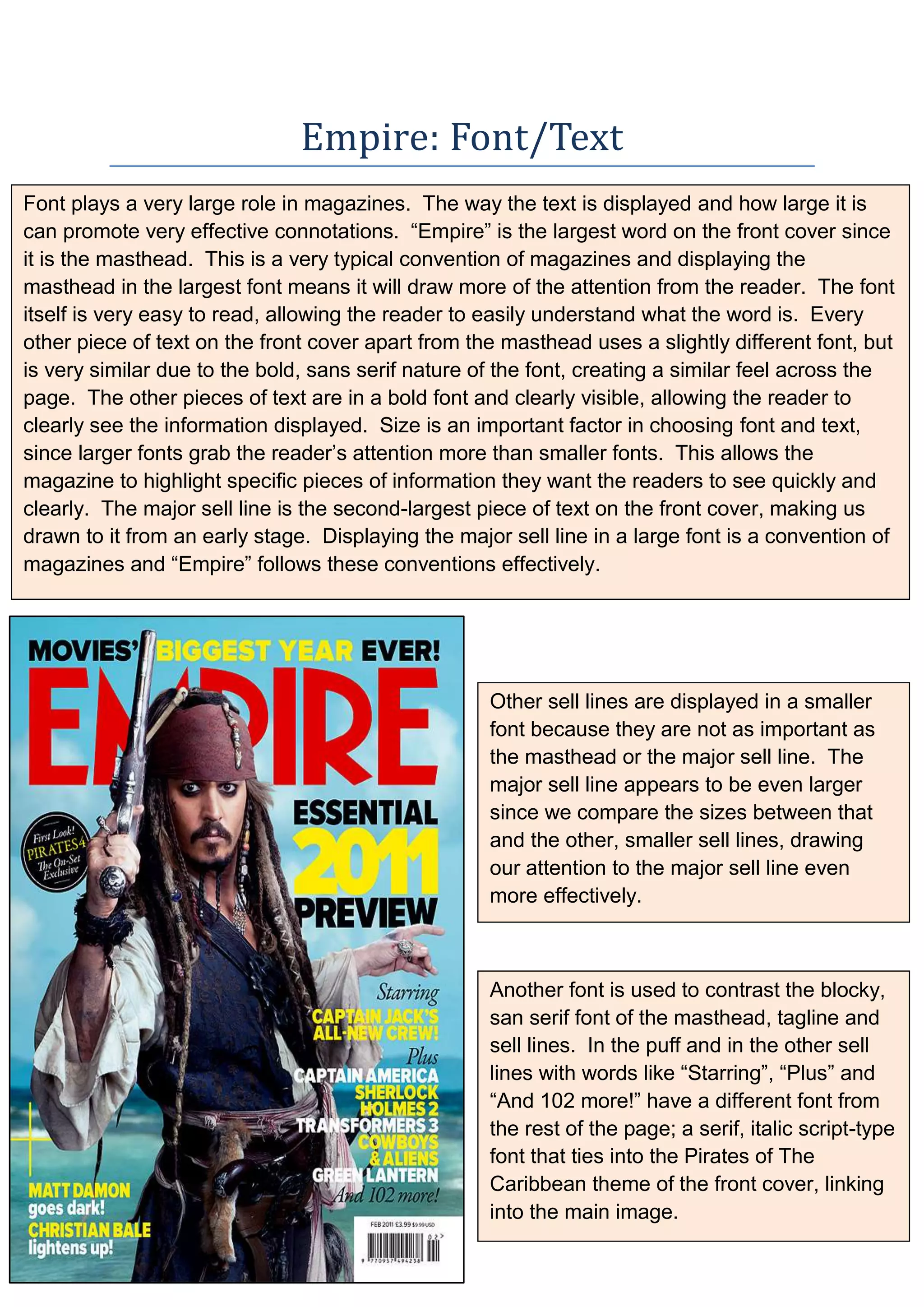 Front cover analysis - Empire and Total Film magazine | DOCX