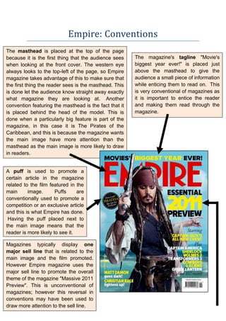 Front cover analysis - Empire and Total Film magazine | DOCX