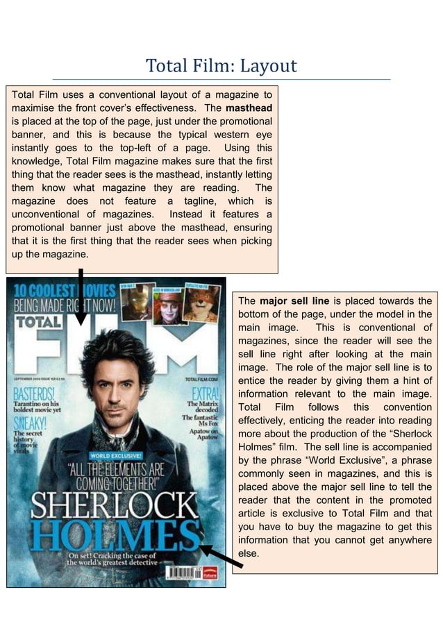 Front cover analysis - Empire and Total Film magazine | DOCX