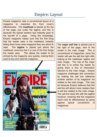 Front cover analysis - Empire and Total Film magazine | DOCX