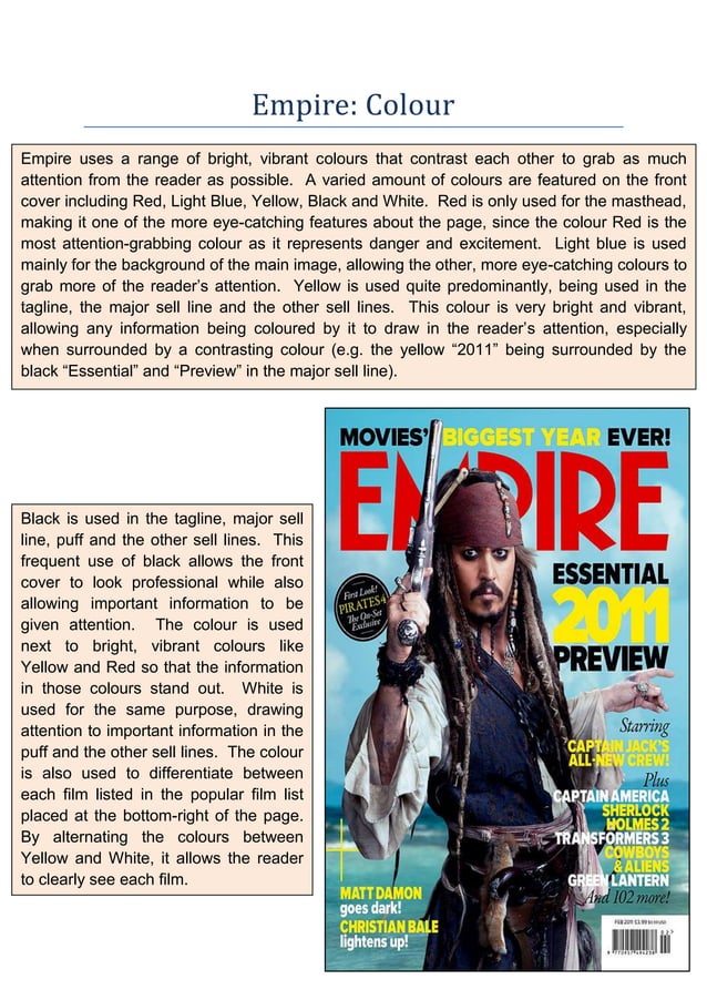 Front cover analysis - Empire and Total Film magazine | DOCX