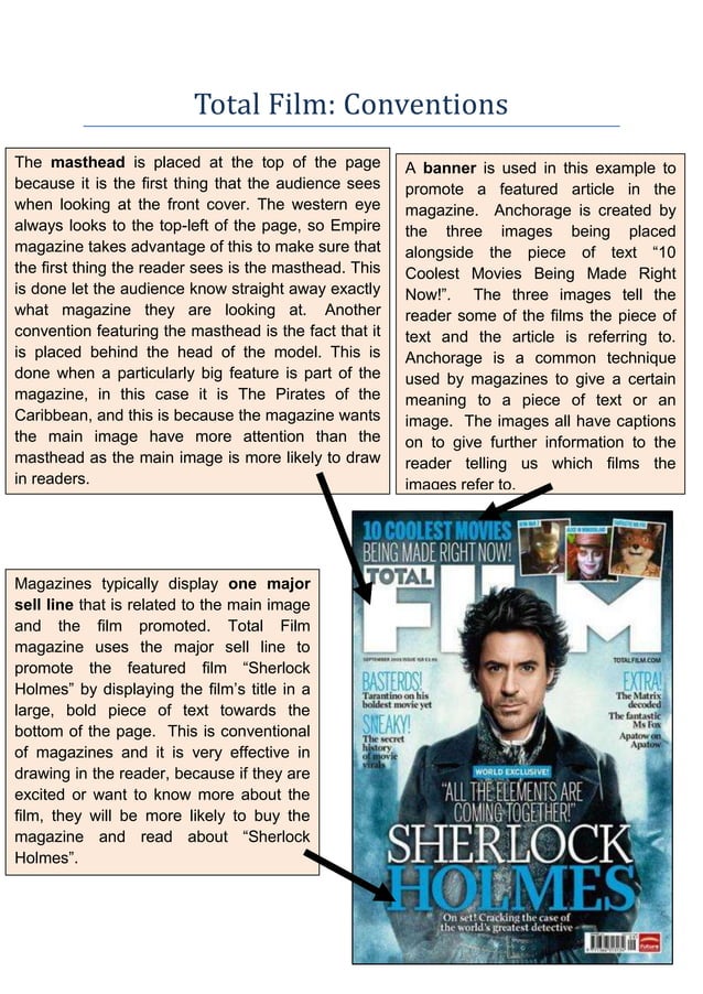 Front cover analysis - Empire and Total Film magazine | DOCX