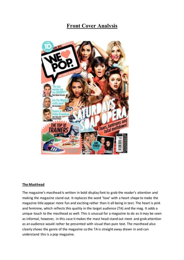Front Cover Analysis - 'We Love Pop' | PDF