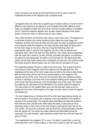 Front cover analysis essay and labelled analysis | DOC