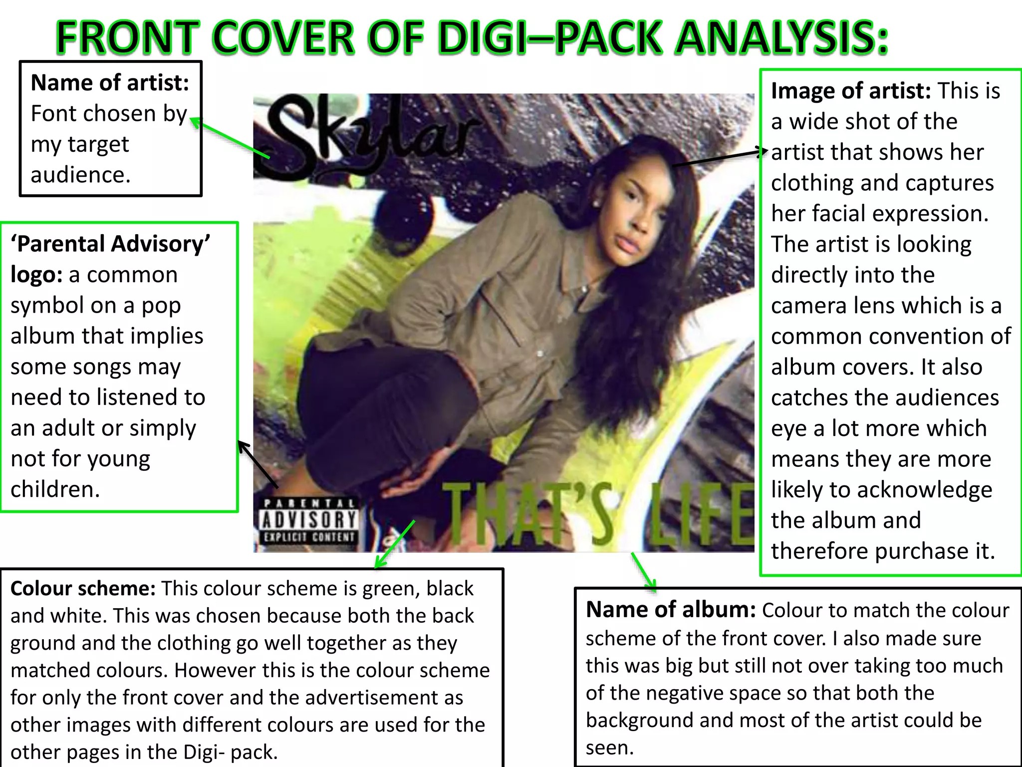 Front cover of digi pack analysis | PPT