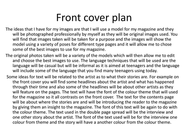 Front cover plan | PPTX