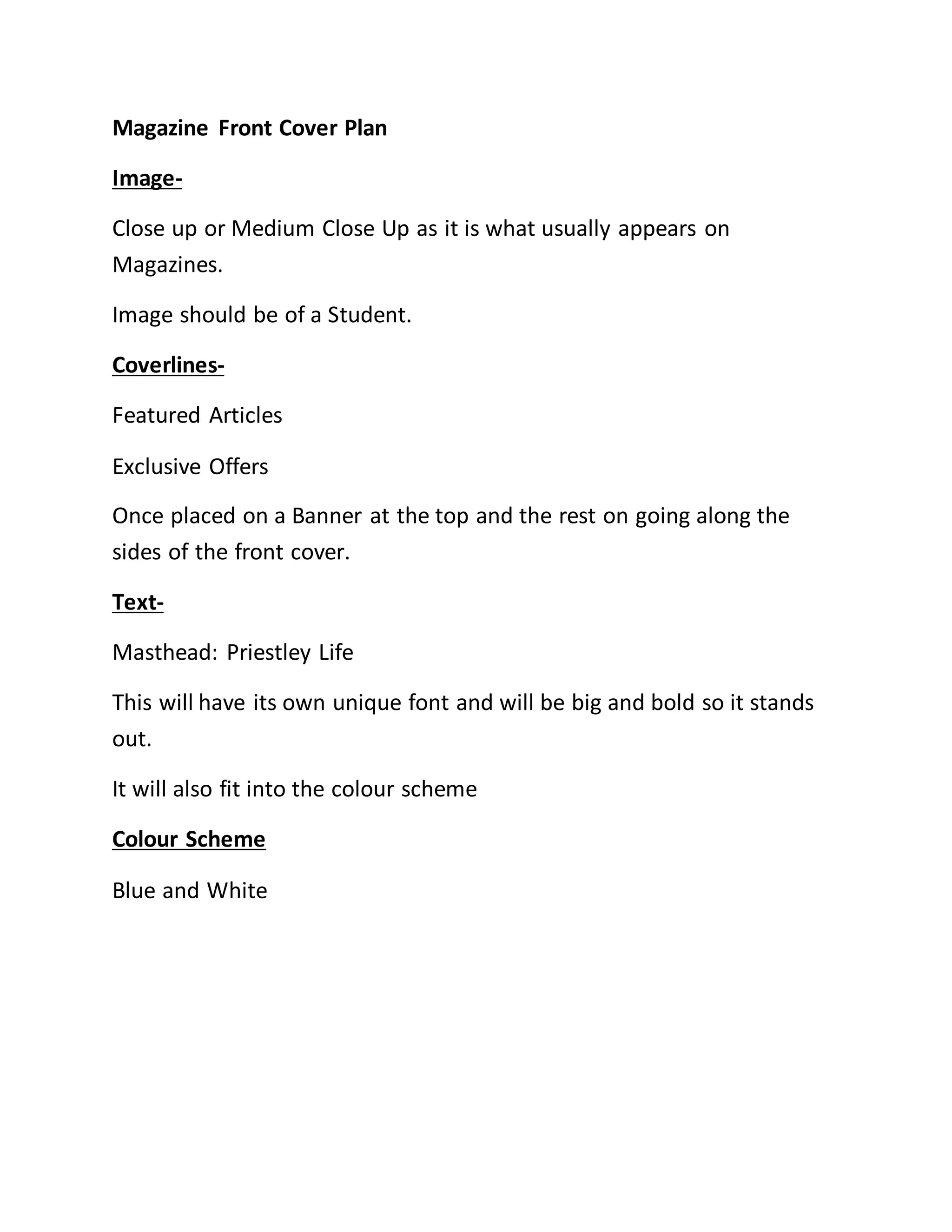 Magazine Front cover Plan | PDF