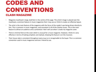 Codes and Conventions: Music Magazine Front Covers | PPTX