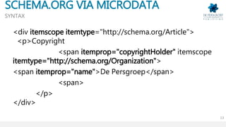 Intro schema.org / microdata voor frontend developers | PPTX