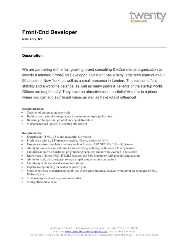 Front end developer | PDF | Web Design and HTML | Internet