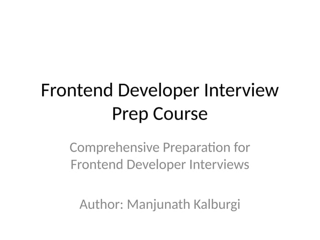 frontend developer interview course with example | PPT