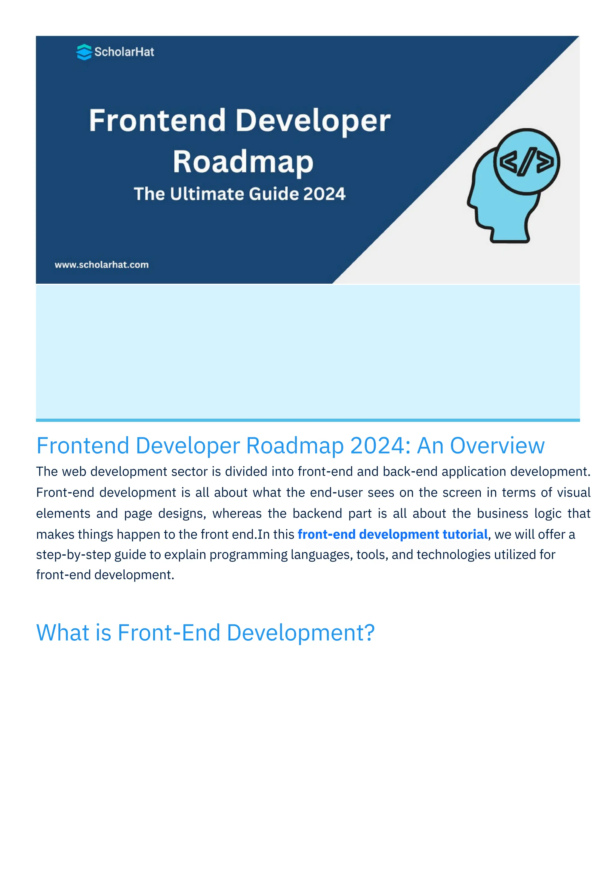 Frontend Developer Roadmap PDF By Scholarhat | PDF