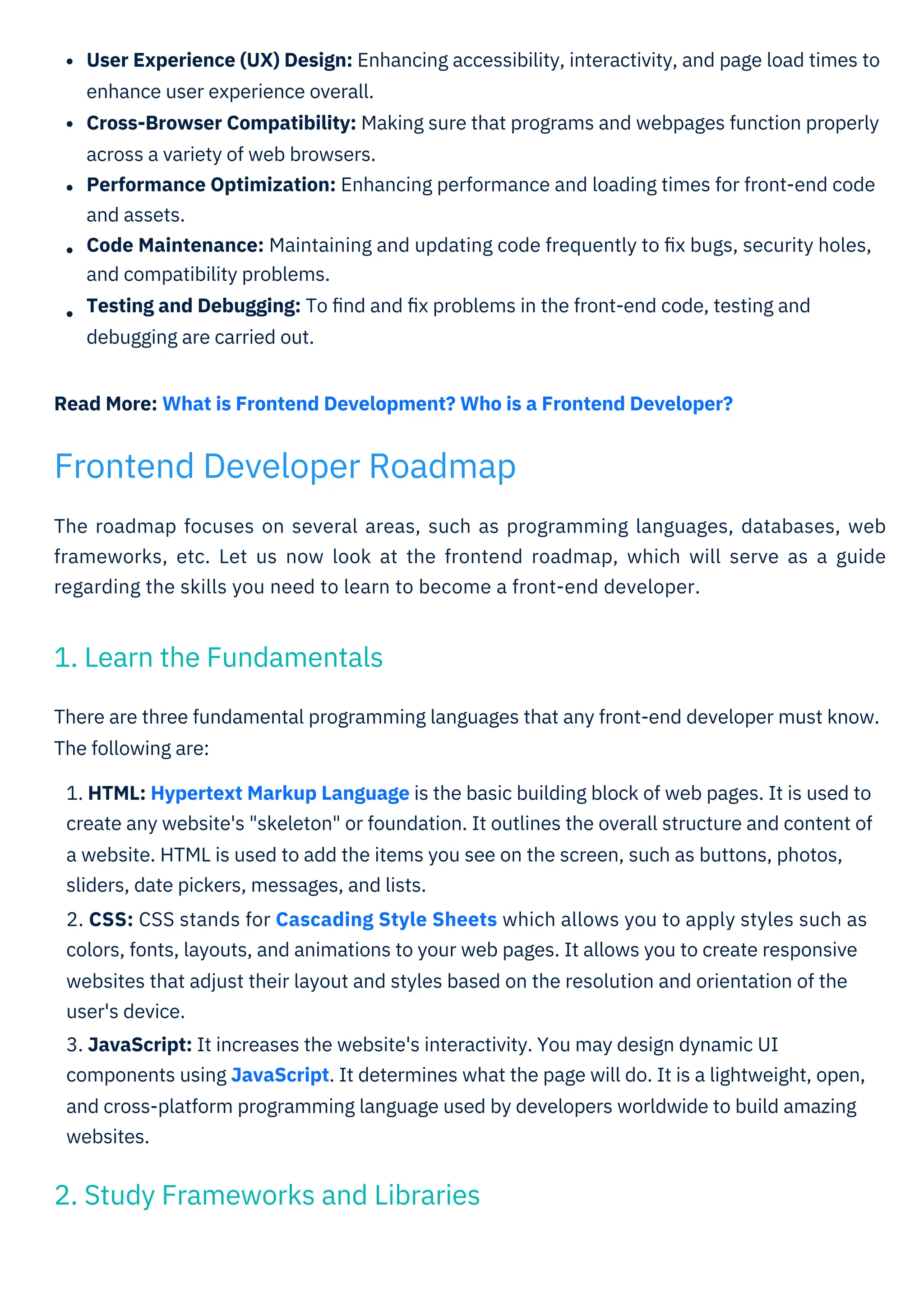 Frontend Developer Roadmap PDF By Scholarhat | PDF