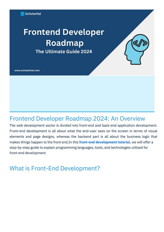 Frontend Developer Roadmap PDF By Scholarhat | PDF