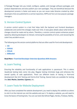 Frontend Developer Roadmap PDF By Scholarhat | PDF