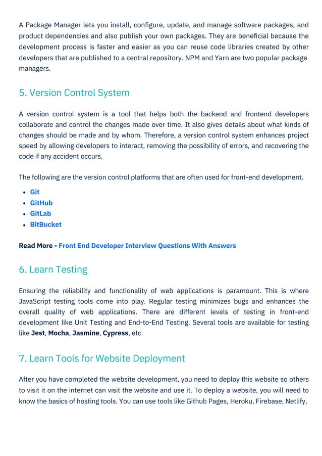 Frontend Developer Roadmap PDF By Scholarhat | PDF