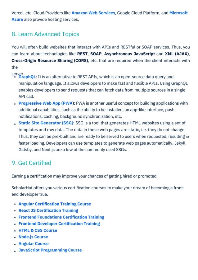Frontend Developer Roadmap PDF By Scholarhat | PDF